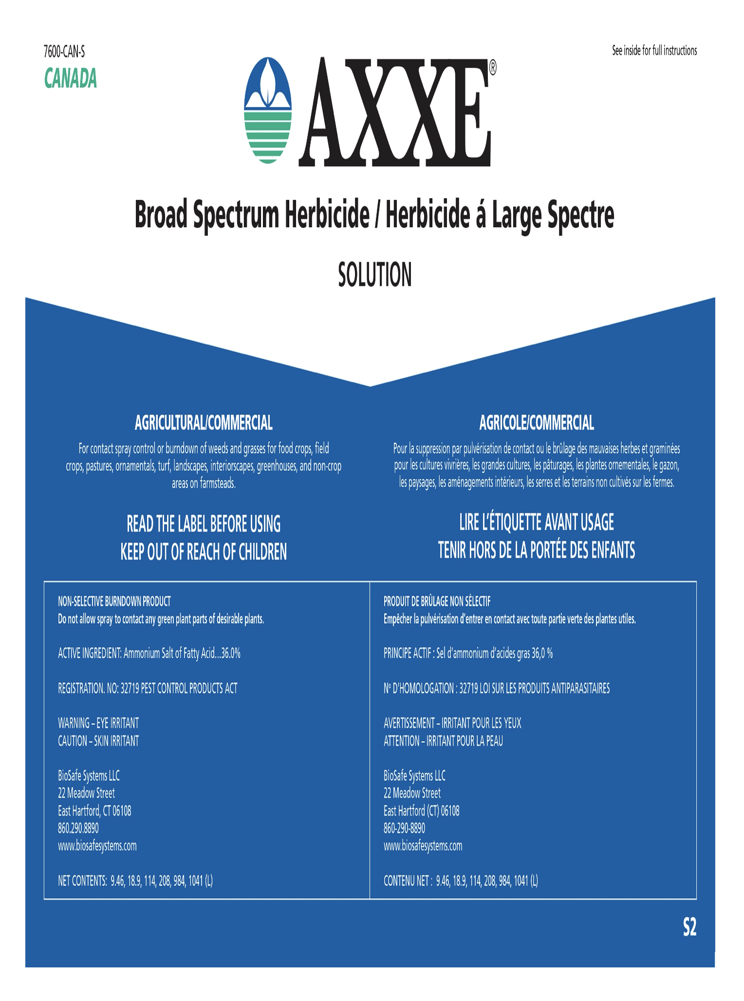 AXXE Broad-Spectrum Herbicide - QualiCan QAP Services Inc.