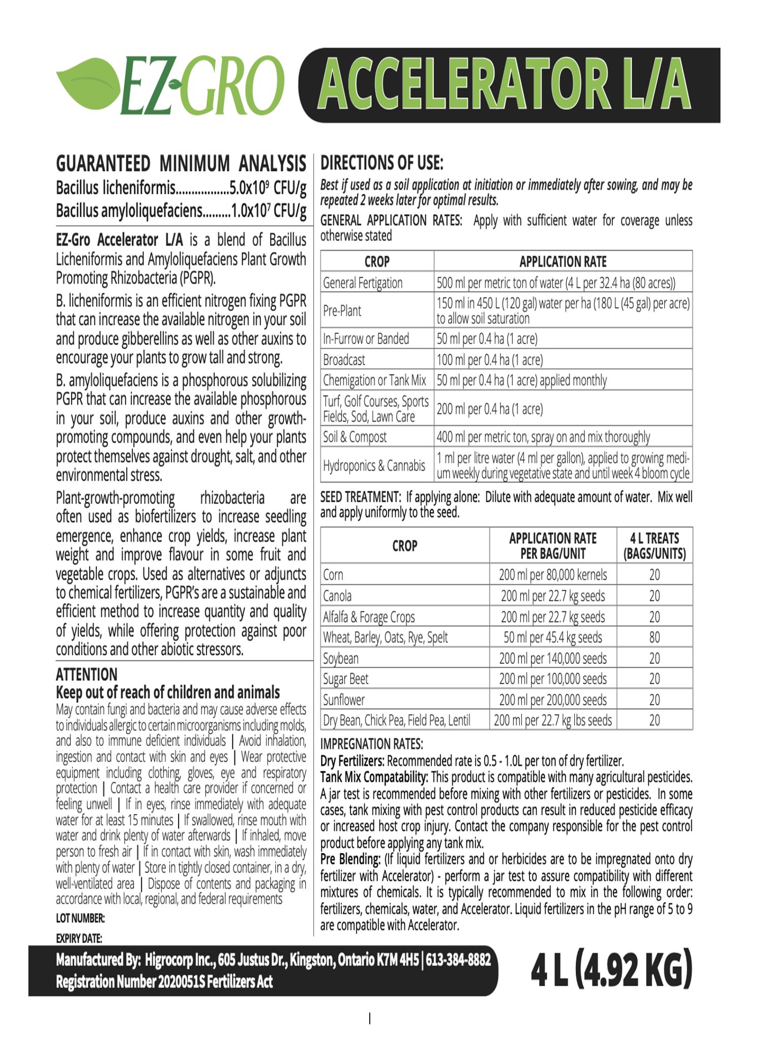 EZ-GRO Accelerator L/A - QualiCan QAP Services Inc.