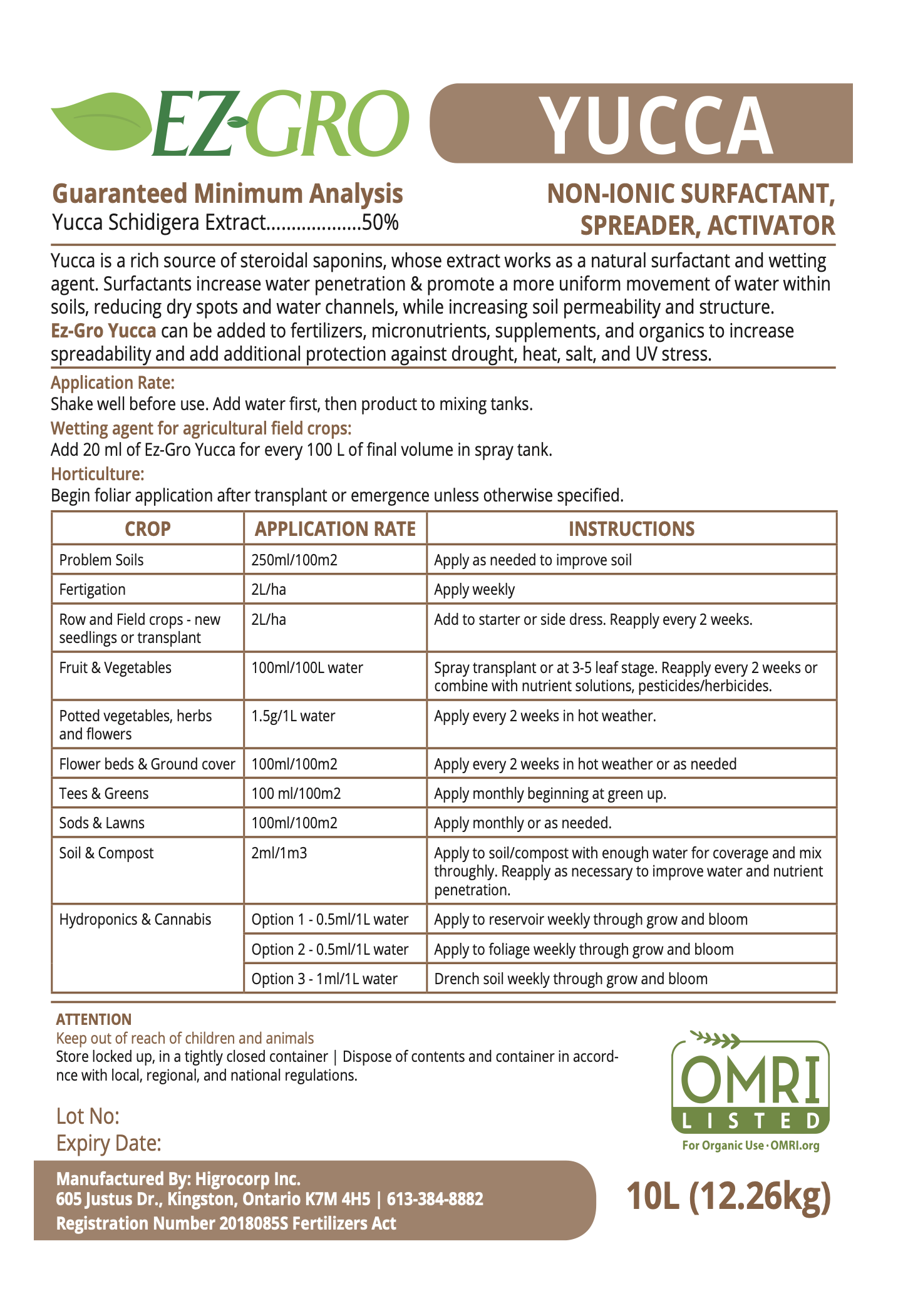 EZ-GRO Yucca - QualiCan QAP Services Inc.