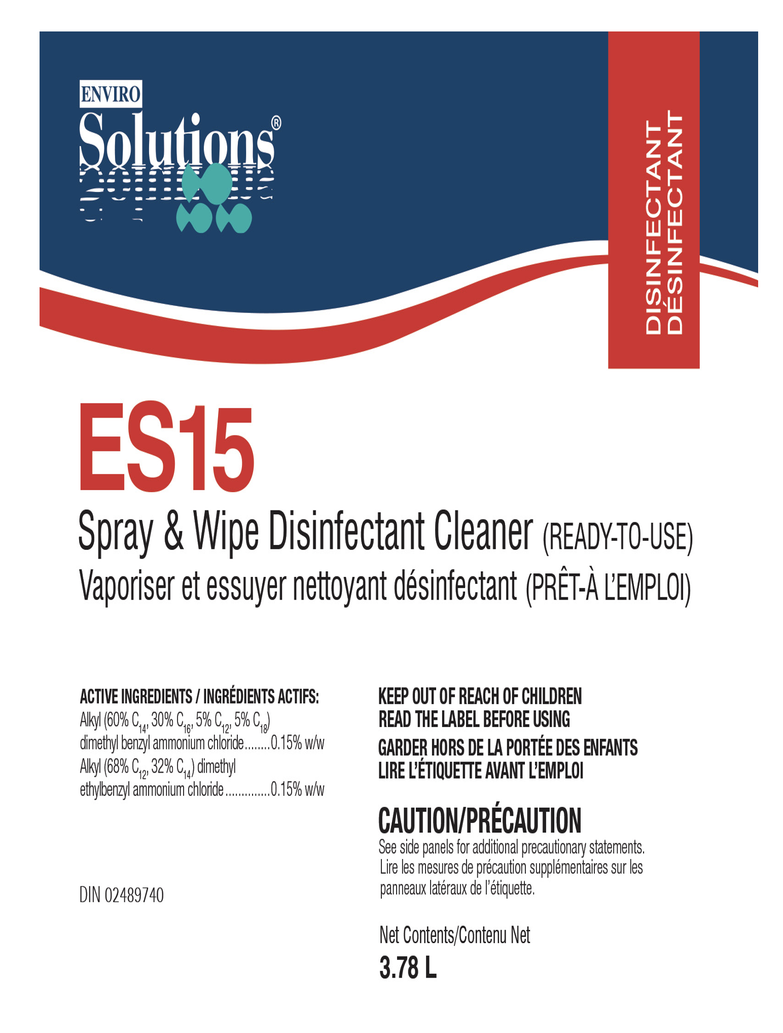 ES15 RTU Spray & Wipe Disinfectant Cleaner - QualiCan QAP Services Inc.