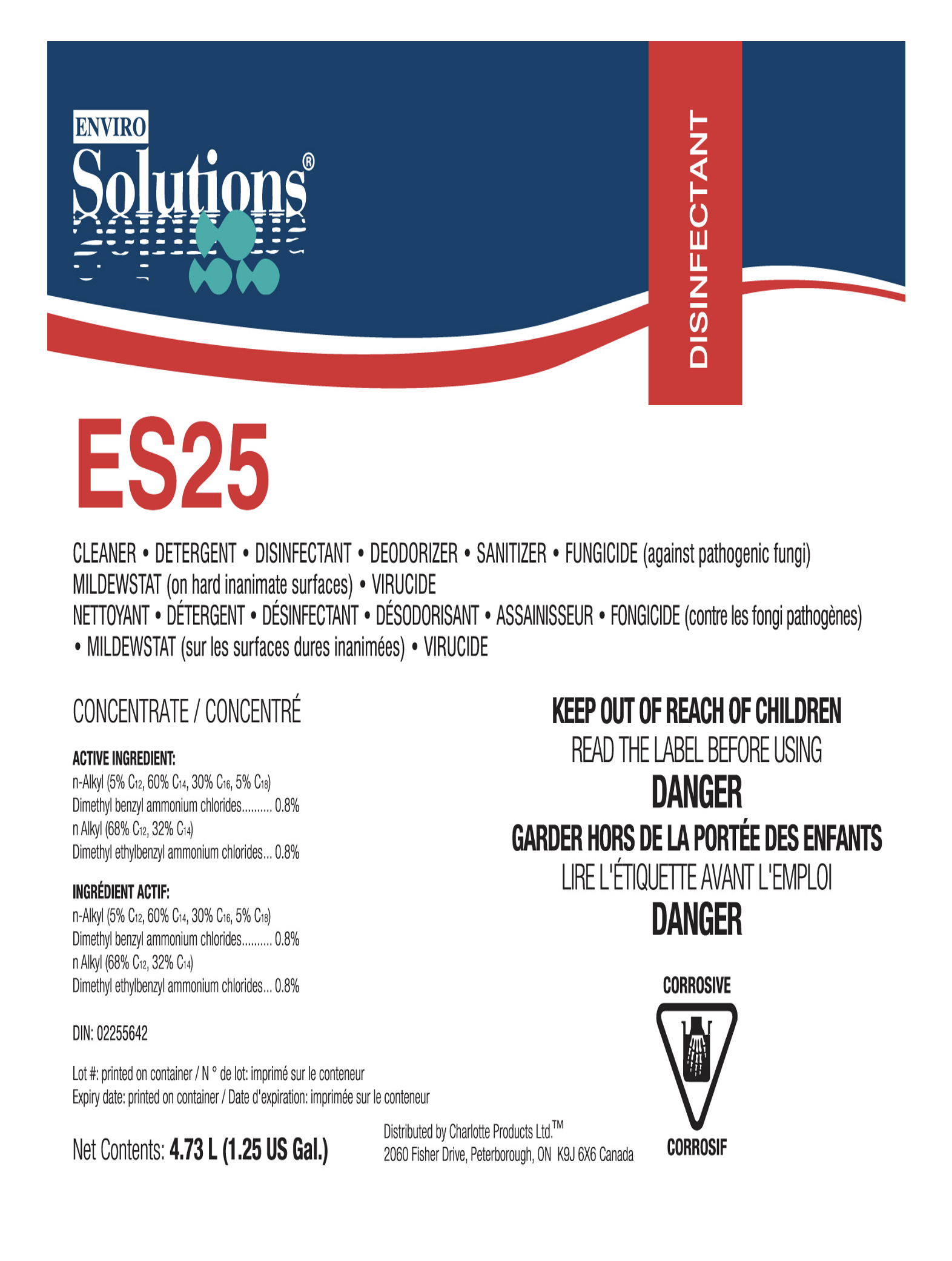 ES25 Disinfectant Cleaner & Odour Eliminator - QualiCan QAP Services Inc.