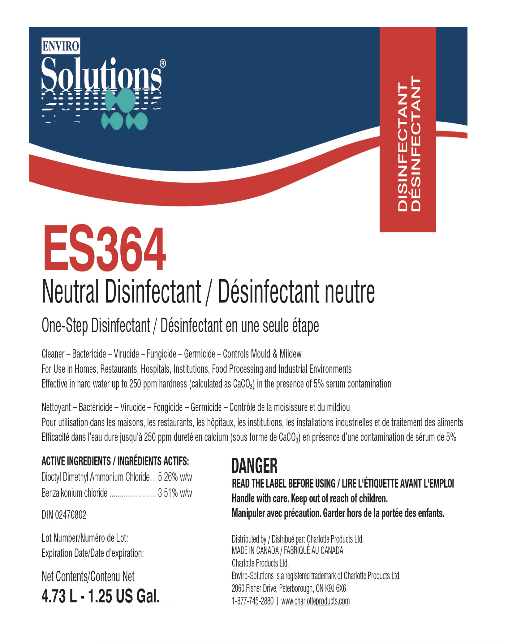 ES364 Neutral Disinfectant - QualiCan QAP Services Inc.