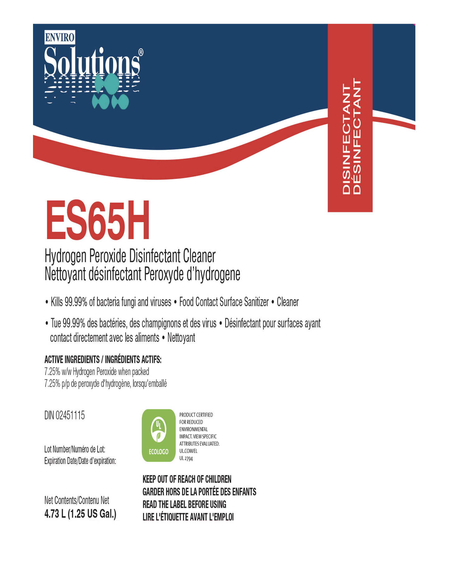 ES65H Hydrogen Peroxide Disinfectant Cleaner - QualiCan QAP Services Inc.