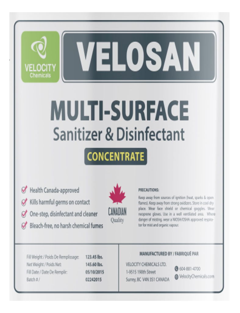 VELOSAN Multi-Surface Sanitizer & Disinfectant - QualiCan QAP Services Inc.