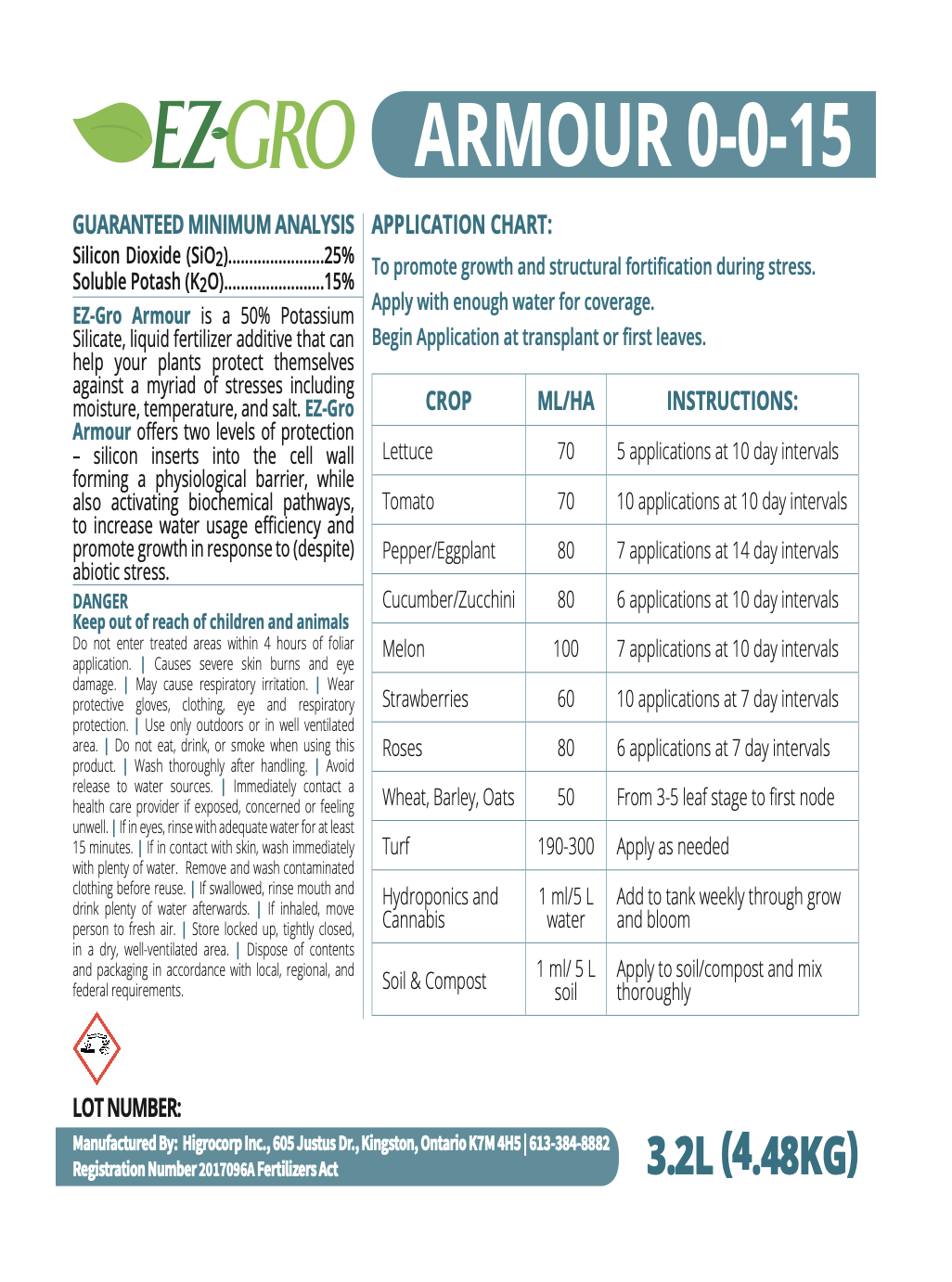 EZ-GRO ARMOUR 0-0-15 - QualiCan QAP Services Inc.
